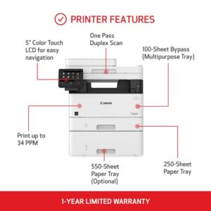 Canon imageCLASS MF452dw All-in-One Wireless Monochrome Laser Printer |Print, Copy, Scan and Fax|5" inch Color Touch LCD with One Pass Duplex Scan