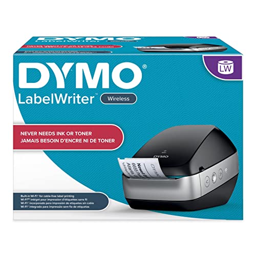 DYMO LabelWriter Wireless Label Printer, Black - USB 2.0 and Wi-Fi Connectivity - 600 x 300 dpi, Prints 71 Address Labels Per Minute, Direct Thermal Printing Technology