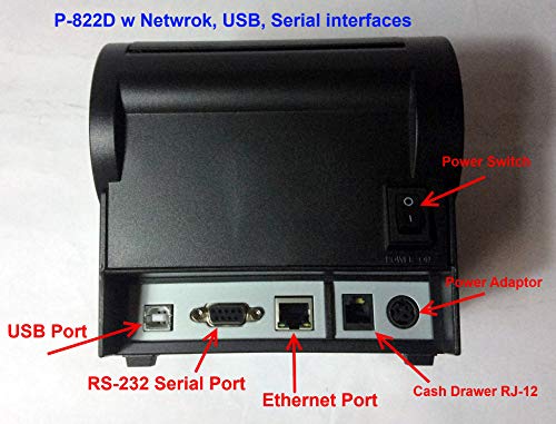 POS P-822D 3 1/8" Thermal Receipt USB, Ethernet, Serial 3-in-1 Printer, AUTO Cut, Supports ESC/POS Star Commands, Compatible with EPSON Star Micronics