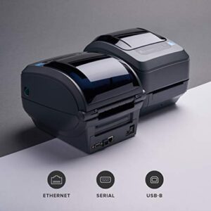 ZEBRA GX420t Thermal Transfer Desktop Printer Print Width of 4 in USB Serial and Ethernet Port Connectivity GX42-102410-000