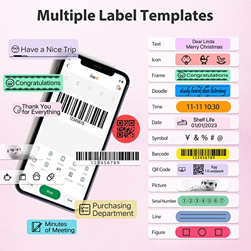 PikDik Bluetooth Label Maker Machine - Mini Portable Labeler with Tape, Label Printer for Labeling Jars Bins Home Organizing Office, Compatible with iPhone Android, USB Rechargeable Easy to Use