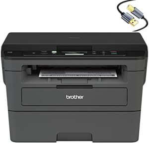 brother compact monochrome laser wireless all-in-one printer hl-l2390d for business office – flatbed print copy scan – 32ppm print speed, duplex two-sided print, 250-sheet, tillsiy usb printer cable