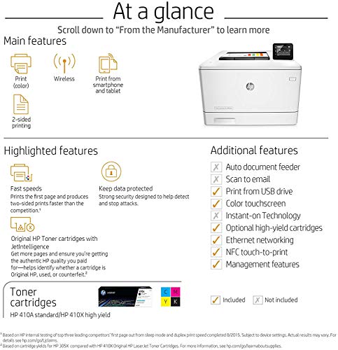 HP Laserjet Pro M452dw Wireless Color Printer, (CF394A)