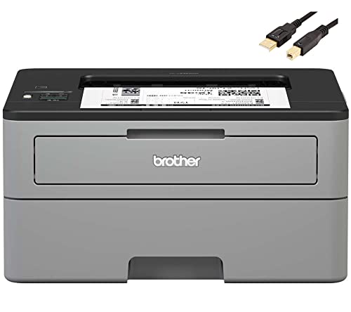 Brother HL_L23 Series Compact Monochrome Laser Printer, 32ppm, 250 Sheets, Wireless, Mobile Printing, Auto 2-Sided Printing, with MTC Printer Cable, Black