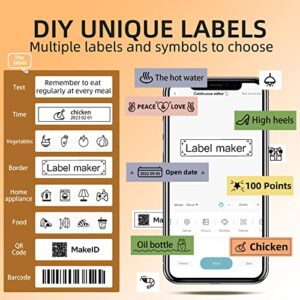 Makeid Label Maker Machine with Tape(0.63''x13.1'), Portable Bluetooth Label Makers for Storage, Office, Home, School, Wireless Label Printer with Multiple Templates USB-C Rechargeable