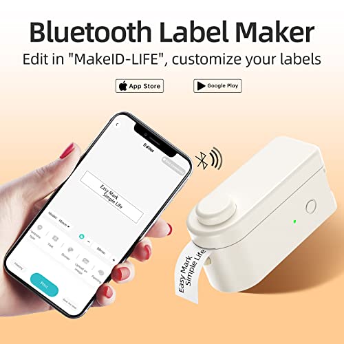 Makeid Label Maker Machine with Tape(0.63''x13.1'), Portable Bluetooth Label Makers for Storage, Office, Home, School, Wireless Label Printer with Multiple Templates USB-C Rechargeable