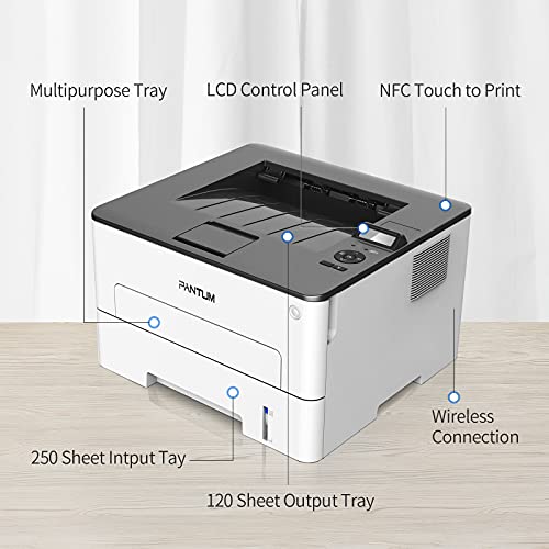 Pantum P3302DW Compact Black & White Laser Printer Wireless Ethernet and USB2.0 Capabilities, Auto Two-Sided Printing, Home Office Use (V4B15B)