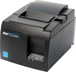 star micronics tsp143iiiu (tsp100iii usb) thermal monochrome receipt printer, charcoal grey – device and mfi usb ports, auto-cutter, internal power supply – ykgav