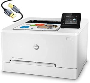 hp color laserjet pro m255dw wireless laser printer single-function, white – 22 ppm, 600 x 600 dpi, 8.5 x 14, auto duplex printing, 2.7″ touchscreen, ethernet, cbmou printer cable