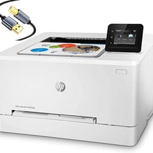 HP Color Laserjet Pro M255dw Wireless Laser Printer Single-Function, White - 22 ppm, 600 x 600 dpi, 8.5 x 14, Auto Duplex Printing, 2.7" Touchscreen, Ethernet, Cbmou Printer Cable