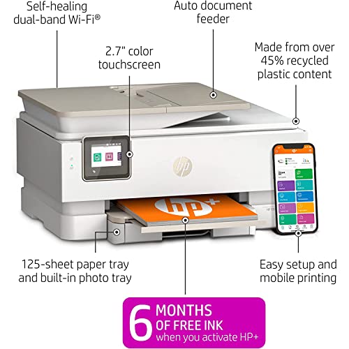 HP Envy Inspire 7958e All-in-One Wireless Color Inkjet Printer, Sandstone - Print Copy Scan - 2.7" Touchscreen Display, 22 ppm, 4800 x 1200 dpi, Auto 2-Sided Printing, 35-Page ADF