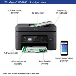 Epson Workforce WF-2930 Wireless All-in-One Printer with Scan, Copy, Fax, Auto Document Feeder, Automatic 2-Sided Printing and 1.4" Color Display