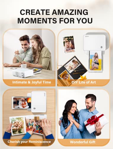 iDPRT 4'' x 6'' Photo Printer, Instant Photo Printer with 10 Sheets & 1 Ribbon, Full-Color Photo, AR Video Printing, Thermal Dye Sublimation, Thermal Photo Printer for Home Use, Support iOS Android