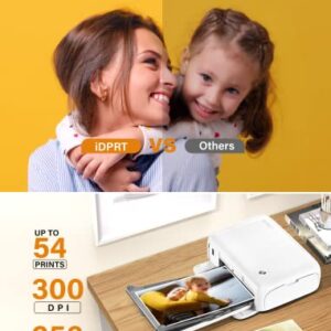 iDPRT 4'' x 6'' Photo Printer, Instant Photo Printer with 10 Sheets & 1 Ribbon, Full-Color Photo, AR Video Printing, Thermal Dye Sublimation, Thermal Photo Printer for Home Use, Support iOS Android