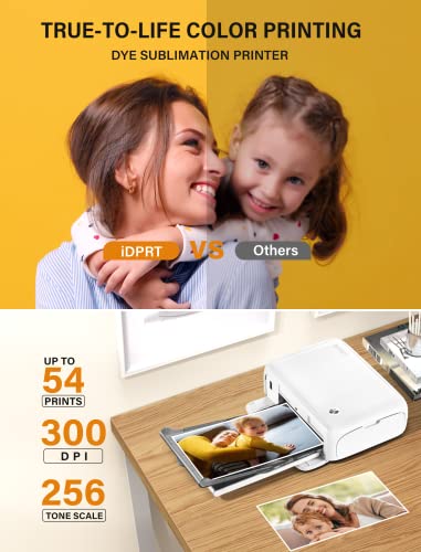 iDPRT 4'' x 6'' Photo Printer, Instant Photo Printer with 10 Sheets & 1 Ribbon, Full-Color Photo, AR Video Printing, Thermal Dye Sublimation, Thermal Photo Printer for Home Use, Support iOS Android