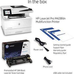 HP Laserjet Pro MFP M428fdn All-in-One Wired Monochrome Laser Printer, White - Print Scan Copy Fax - 40 ppm, 1200 x 1200 dpi, 512MB Memory, Auto Duplex Printing, 50-Sheet ADF, Ethernet, Cbmou Webcam