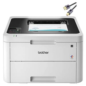 brother premium l-3230cdw compact digital color laser printer i wireless i mobile printing i ethernet & usb connectivity i auto 2-sided printing i up to 25 ppm i 250 sheets input + printer cable