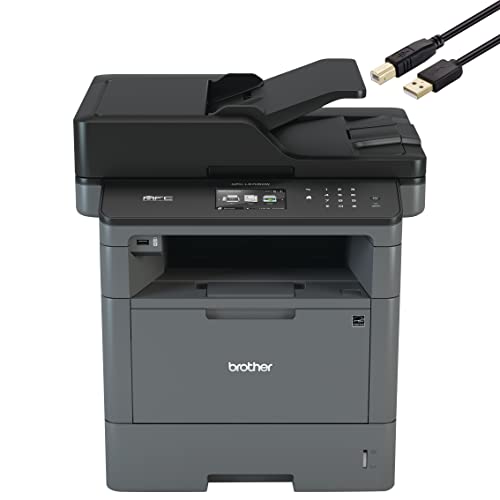 Brother MFC-L5705DW All-in-One Wireless Monochrome Laser Printer - Print Copy Scan Fax - 42 ppm, 1200x1200 dpi, 3.7" Touch LCD, 256MB Memory, Auto Duplex Printing, 50-Sheet ADF, BROAGE Printer_Cable