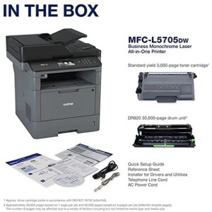 Brother MFC-L5705DW All-in-One Wireless Monochrome Laser Printer - Print Copy Scan Fax - 42 ppm, 1200x1200 dpi, 3.7" Touch LCD, 256MB Memory, Auto Duplex Printing, 50-Sheet ADF, BROAGE Printer_Cable