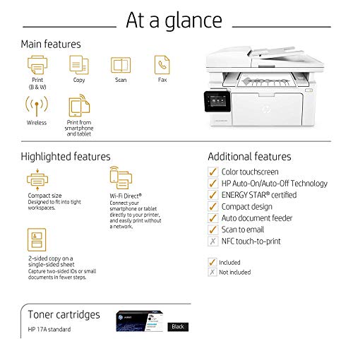 HP LaserJet Pro M130fw All-in-One Wireless Laser Printer, Works with Alexa (G3Q60A). Replaces HP M127fw Laser Printer