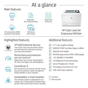 HP Color LaserJet Enterprise M455dn Duplex Printer (3PZ95A), white