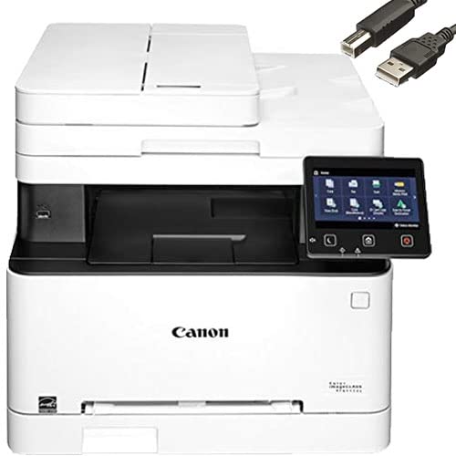 Canon imageCLASS MF644Cdw Wireless Laser All-in-One Color Printer, Print Scan Copy Fax, Automatic Duplex Document Feeder, 22 ppm, 600 x 600 dpi, Works with Alexa, Bundle with JAWFOAL Printer Cable.