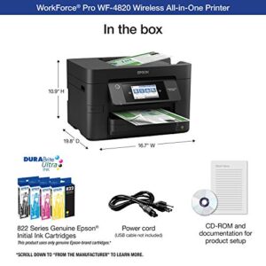 Epson Workforce Pro WF-4820 Wireless All-in-One Printer with Auto 2-Sided Printing, 35-Page ADF, 250-sheet Paper Tray and 4.3" Color Touchscreen (Renewed)