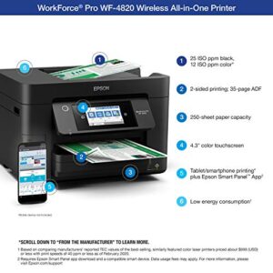 Epson Workforce Pro WF-4820 Wireless All-in-One Printer with Auto 2-Sided Printing, 35-Page ADF, 250-sheet Paper Tray and 4.3" Color Touchscreen (Renewed)