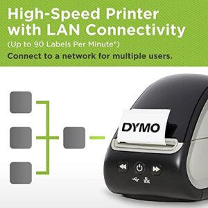 DYMO LabelWriter 550 Turbo Direct Thermal Label Printer, USB and LAN Connectivity Monochrome Label Maker - Print up to 90 Labels Per Minute, 300 dpi, Auto Label Recognition