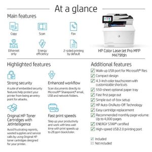 HP Color Laserjet Pro Multifunction M479fdn Laser Printer with One-Year, Next-Business Day, Onsite Warranty (W1A79A) White (Renewed)