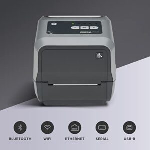 ZEBRA ZD621 Thermal Transfer Desktop Printer 203 dpi Print Width 4-inch USB Serial Ethernet 802.11ac ZD6A042-301L01EZ