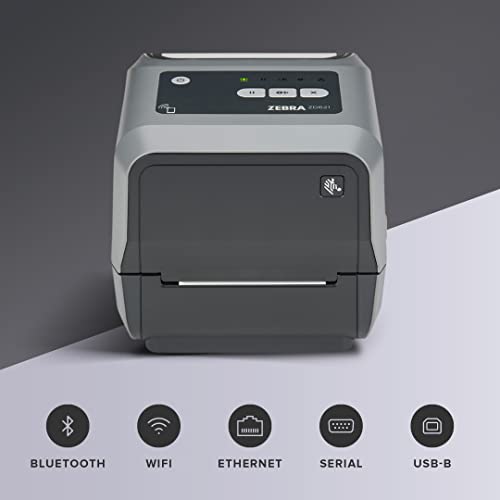 ZEBRA ZD621 Thermal Transfer Desktop Printer 203 dpi Print Width 4-inch USB Serial Ethernet 802.11ac ZD6A042-301L01EZ