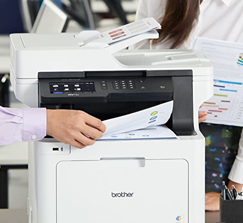 Brother Color MFC-L8900CDW Wireless All-in-One Laser Printer, White - Print Copy Scan Fax - 33 ppm, 2400 x 600 dpi, 5" Touchscreen LED, Auto Duplex Printing, 70-Sheet ADF, NFC, Ethernet