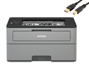 new brother compact monochrome laser printer, hl-l23 25dw, automatic duplex (2-sided) printing, wireless networking, durlyfish usb printer cable