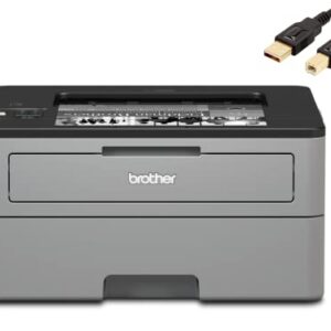 New Brother Compact Monochrome Laser Printer, HL-L23 25DW, Automatic Duplex (2-Sided) Printing, Wireless Networking, Durlyfish USB Printer Cable