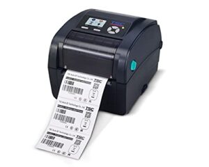 tsc 99-059a002-50lf desktop thermal transfer barcode printer, tc310, 300 dpi, 4 ips, ethernet/usb/serial/parallel, lcd color display without rtc, navy