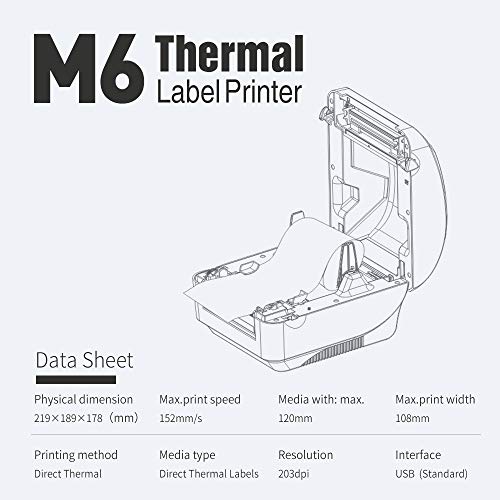 Fangtek Thermal Shipping Label Printer - Direct Thermal High Speed Printer - Compatible with Amazon, Ebay, Etsy, Shopify - 4×6 Label Printer & Multifunctional Printing