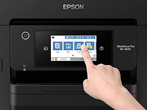 Epson Workforce Pro WF-4830 All-in-One Wireless Color Inkjet Printer - Print Scan Copy Fax - 4.3" Touchscreen Display, 25 ppm, 4800 x 2400 dpi, Auto 2-Sided Printing, 50-sheet ADF, 500-Sheet, Ethernet