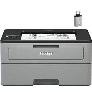 brother hl-l23 50dw series compact wireless monochrome laser printer – mobile printing – auto duplex printing – up to 32 pages/min – up to 250 sheet paper – 1-line lcd display + usb-c adapter