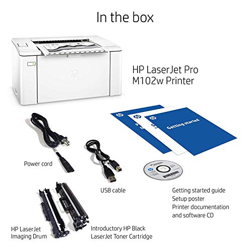 HP LaserJet Pro M102w Wireless Laser Printer, Works with Alexa (G3Q35A). Replaces HP P1102 Laser Printer, White