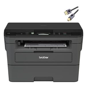 brother l-2390dw series compact monochrome laser all-in-one laser printer i print scan copy i wireless | mobile printing i auto 2-sided printing i up to 32 pages/min + printer cable