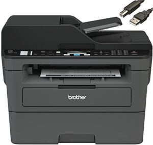 brother mfc-l2690dw monochrome laser all-in-one printer, print scan copy fax, auto 2-sided printing, wireless connectivity, 26ppm, 250-sheet, compatible with alexa, bundle with jawfoal printer cable