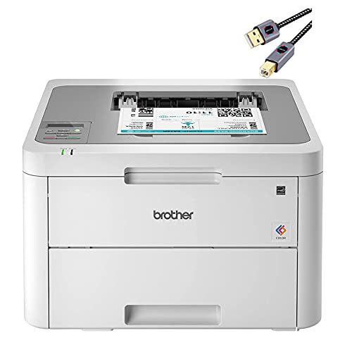 Brother L-3210CW Series Compact Digital Color Laser Printer I Wireless Connectivity | Mobile Printing I Up to 19 Pages/min I 250-sheet/tray Amazon Dash Replenishment Ready+ Printer Cable