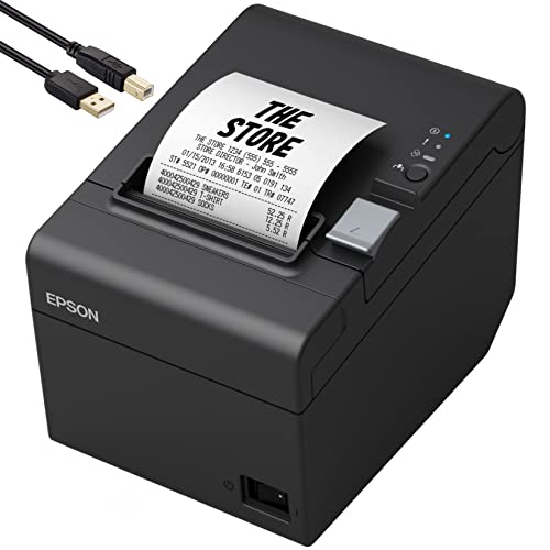 Epson TM-T20III Thermal POS Receipt Printer, Black - USB Type B, Parallel Interfaces and DK Port - Print Speeds Up to 250mm/sec, 203 dpi, Auto-Cutter, Monochrome, DAODYANG Printer_Cable