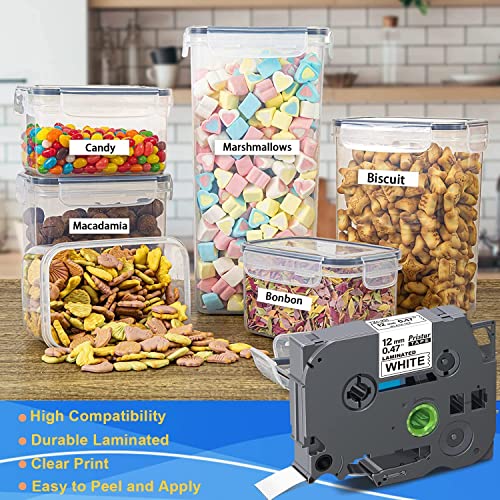 Auto-Cut Label Maker with 10 Tapes 12mm 0.47 Laminated Tape Compatible with tze-231, Pristar PS100E Handheld Labeler with Keyboard, Easy to Use for Tze 3.5-12mm Tapes, Multiple Line Labeling, Home Off