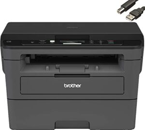 brother hl-l2390dw compact monochrome all-in-one laser printer, print scan copy, auto 2-sided printing, 2400 x 600 dpi, 32 ppm, 250 sheets, compatible with alexa, bundle with jawfoal printer cable