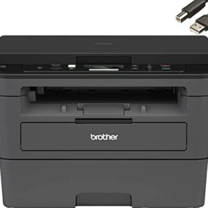 Brother HL-L2390DW Compact Monochrome All-in-One Laser Printer, Print Scan Copy, Auto 2-Sided Printing, 2400 x 600 dpi, 32 ppm, 250 Sheets, Compatible with Alexa, Bundle with JAWFOAL Printer Cable