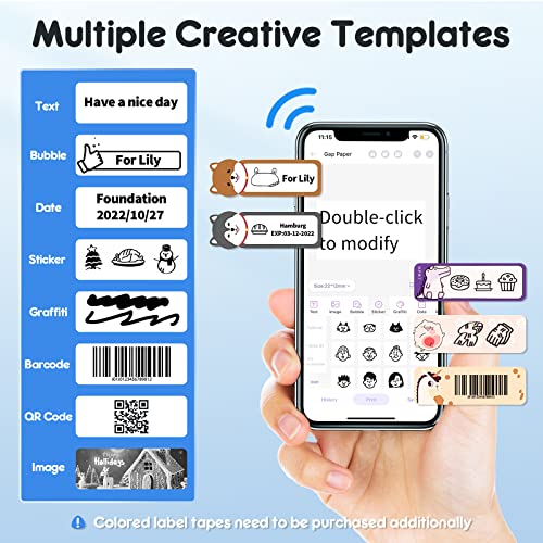 iDPRT Label Maker, UNA 11 Bluetooth Label Maker Machine with Tape, Mini Thermal Printer for 12-15mm Tape, Compatible with Android/iOS, Multi-templates for Home/Organization/Office Labeling, Beige