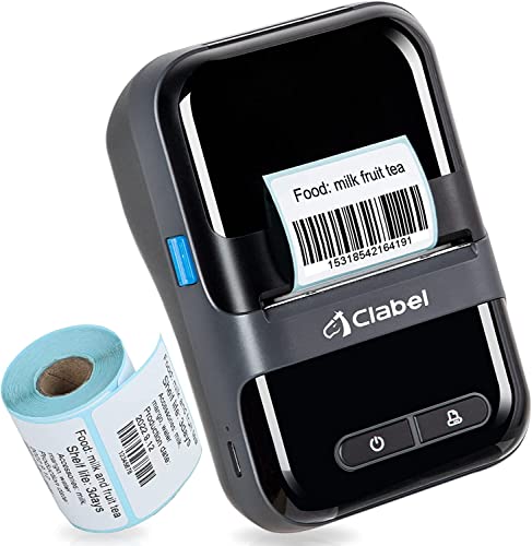 CLABEL Label Maker, 220B Portable Barcode Printer, Mini Wireless Thermal Label Maker Printer for Jewelry, Clothing, Barcode, Compatible with Android & iOS System for Retail, QR Code, Small Business