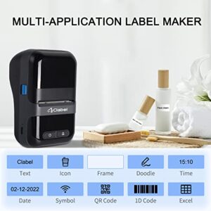 CLABEL Label Maker, 220B Portable Barcode Printer, Mini Wireless Thermal Label Maker Printer for Jewelry, Clothing, Barcode, Compatible with Android & iOS System for Retail, QR Code, Small Business